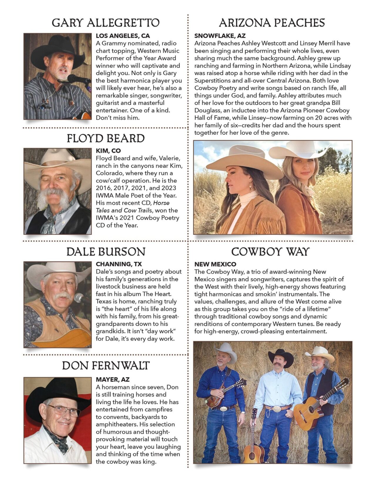 2025 Performers | Arizona Cowboy Poets Gathering